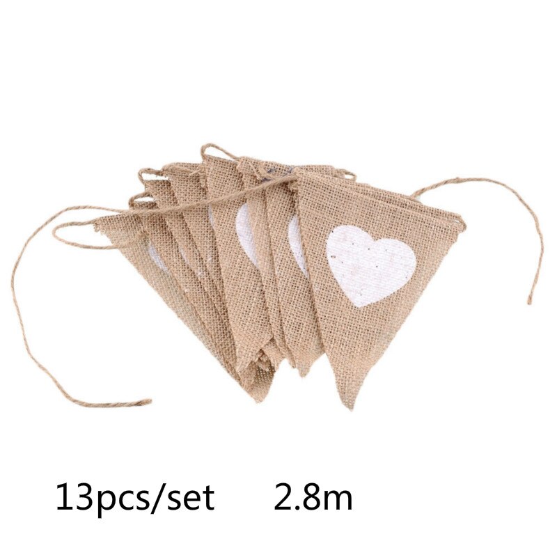 13pcs/set Jute Fabric Bunting Banner Just Merried ... – Grandado