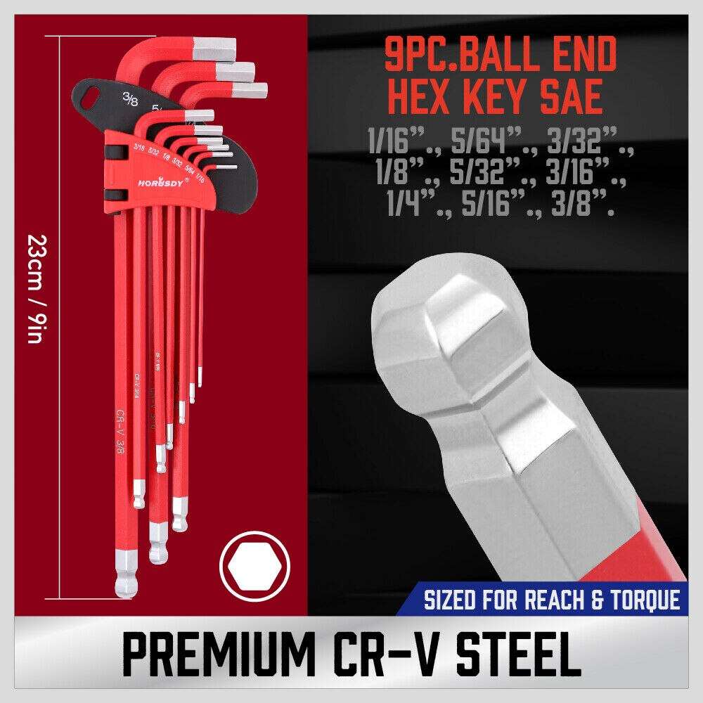 36pc Hex Key Allen Wrench Set Ball End SAE Metric ... – Grandado