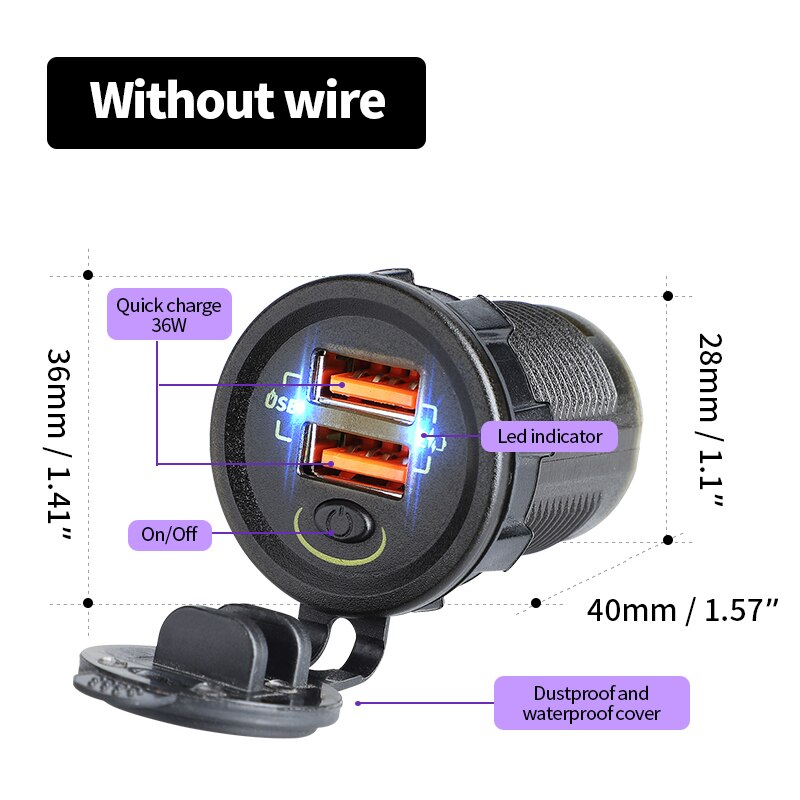 Qc3.0 36w bil usb laddare auto 12v uttag adapter p... – Grandado