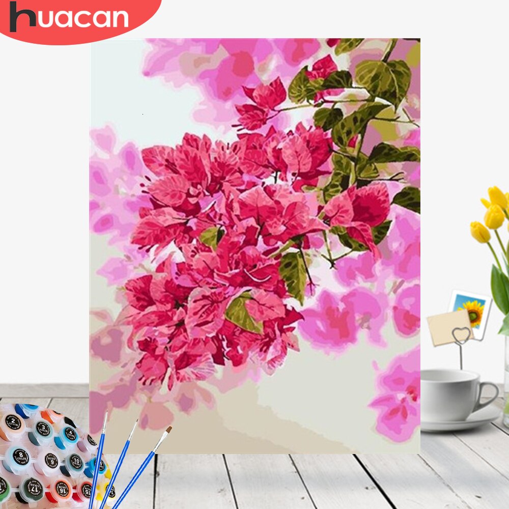 HUACAN, cuadros por números, flores, pintura de di... – Grandado