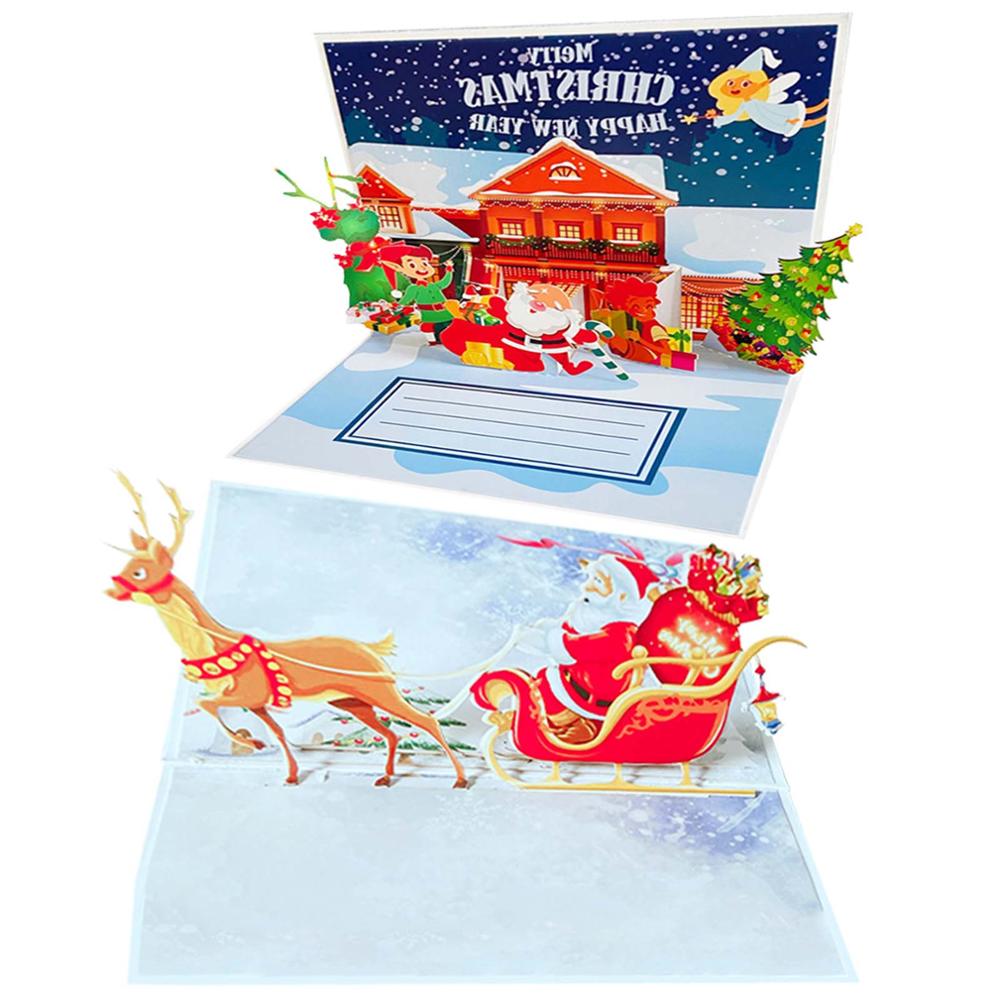 2pcs Santa Cards Christmas Greeting Cards 3D Pop U... – Grandado