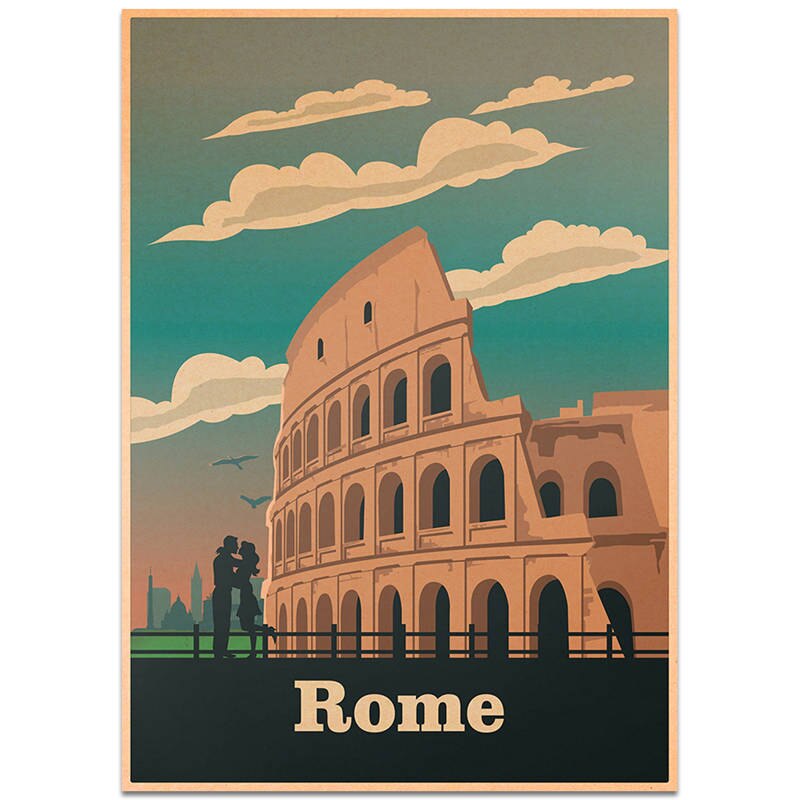Italy Rome City Travel Poster Hand Painted Tourist... – Grandado