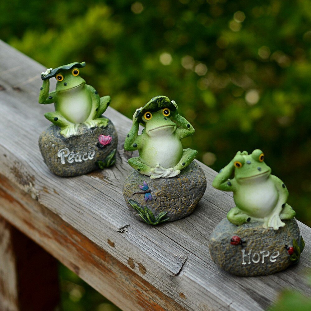 Frogs Garden Statues Frogs Sitting On Stone Sculpt... – Vicedeal