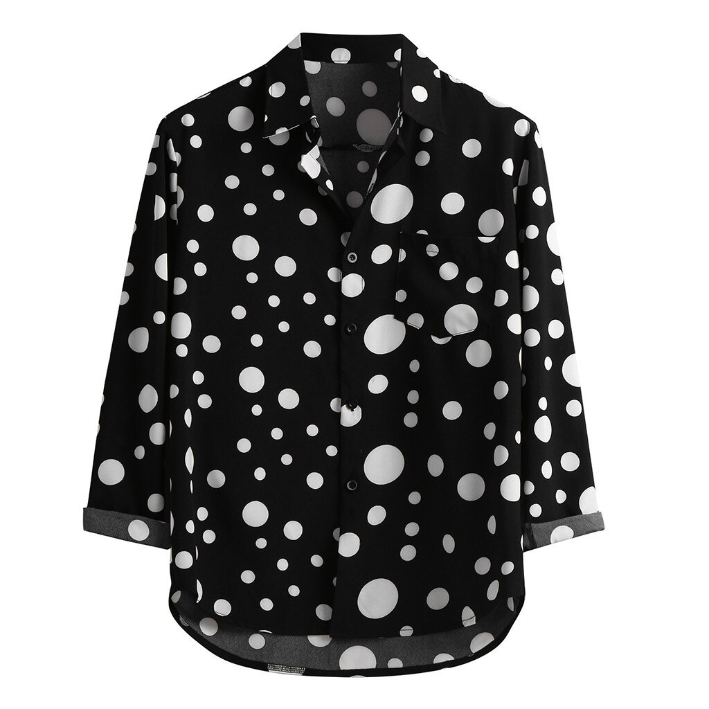 Mannen Polka Dot Shirt Button Down Slim Fit Lange ... – Vicedeal