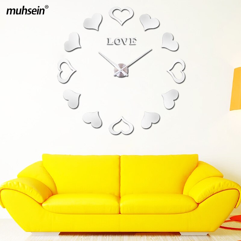 Muhsein Heart Wall Clock Aarylic Mirror Wall Watch... – Vicedeal
