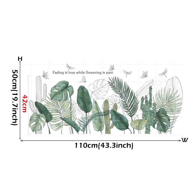 Green Leaves and Branch Wall Stickers for Living R... – Vicedeal