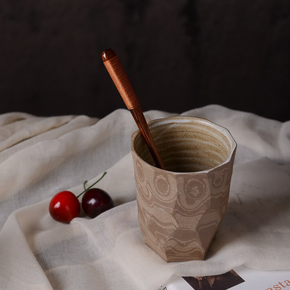 Japanese style cutting mug handmade tea cup stonew... – Grandado