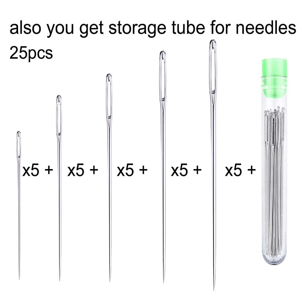 25 Large Eye Stitching Needles - 5 Sizes Big Eye H... – Vicedeal