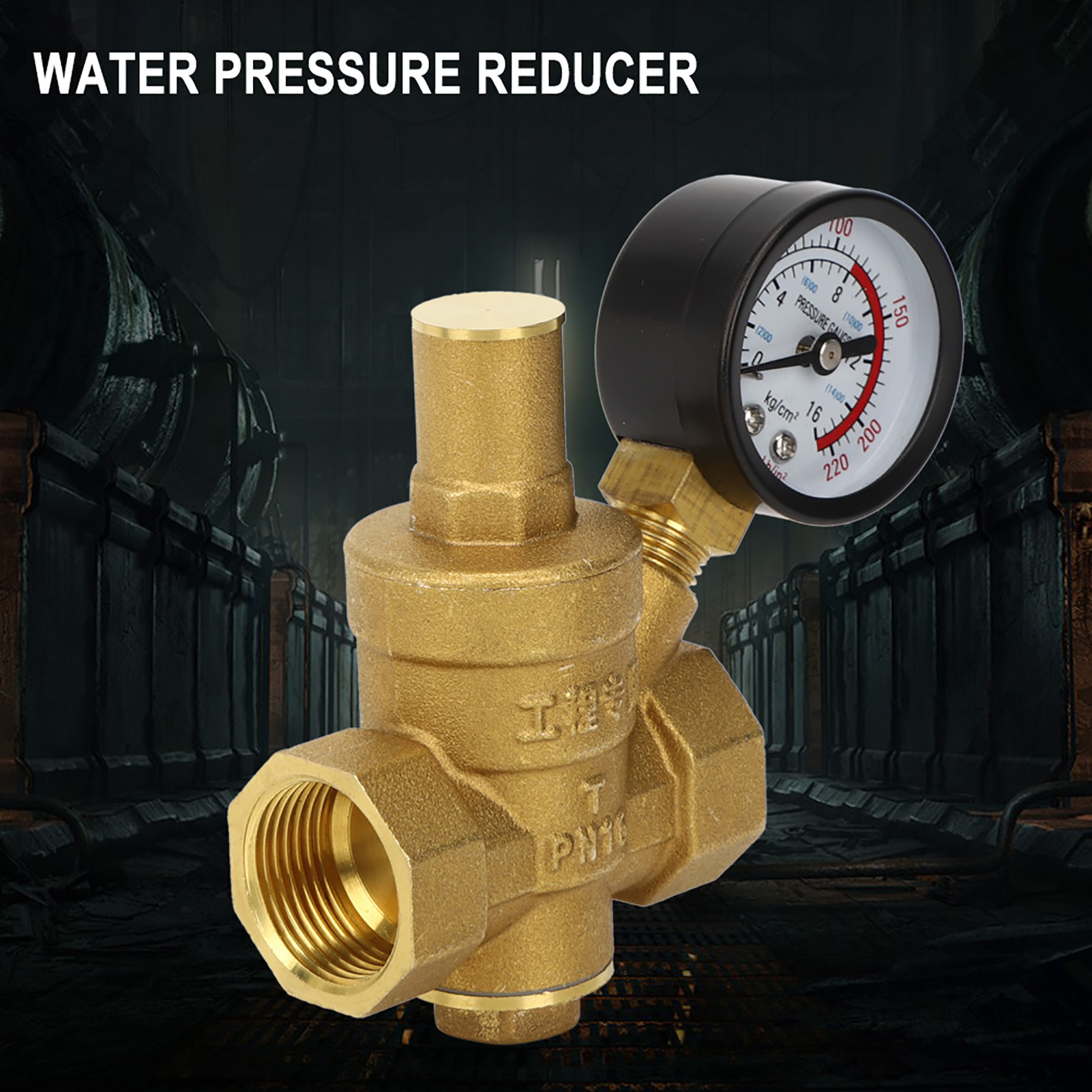 DN20 Brass Adjustable Water Pressure Regulator Red... – Vicedeal