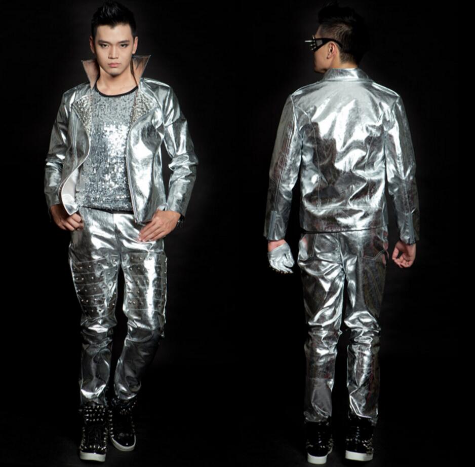 28-40 Plus Size Silver Rivet Pants Men And Women S... – Grandado