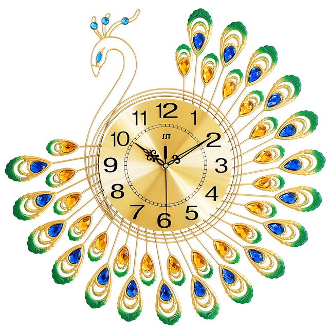 Iron Modern Wall Clock Large 3D Peacock Shape Non ... – Grandado