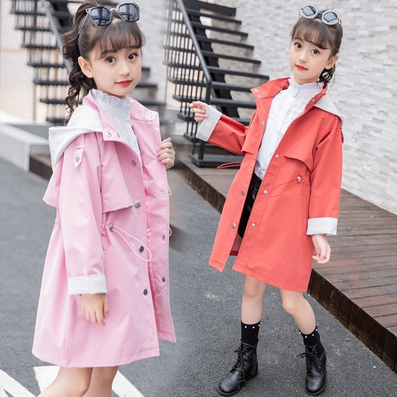 Girls Autumn Spring Long Sleeve Trench Coat Kids S... – Grandado