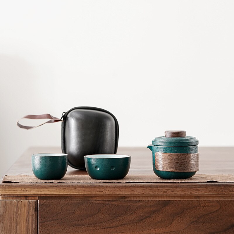Ceramic Teapot Gaiwan With 2 Cups Portable Travel ... – Grandado