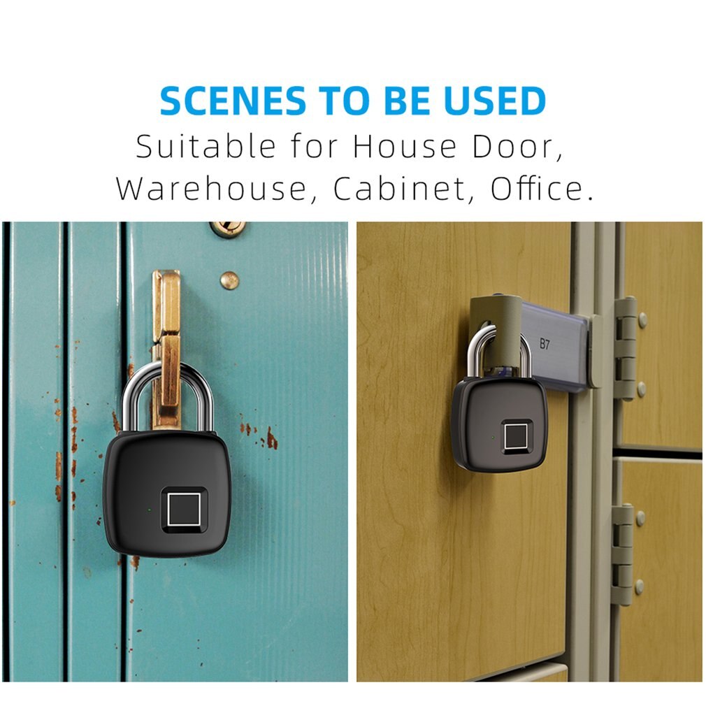 Smart Thumbprint Door Padlocks Rechargeable Door L... – Grandado