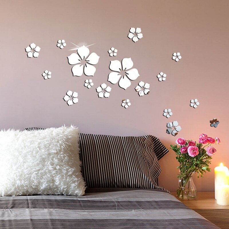 Acryl Yirror Bloem Muur Sticker Decor Muur 3D Spie... – Vicedeal