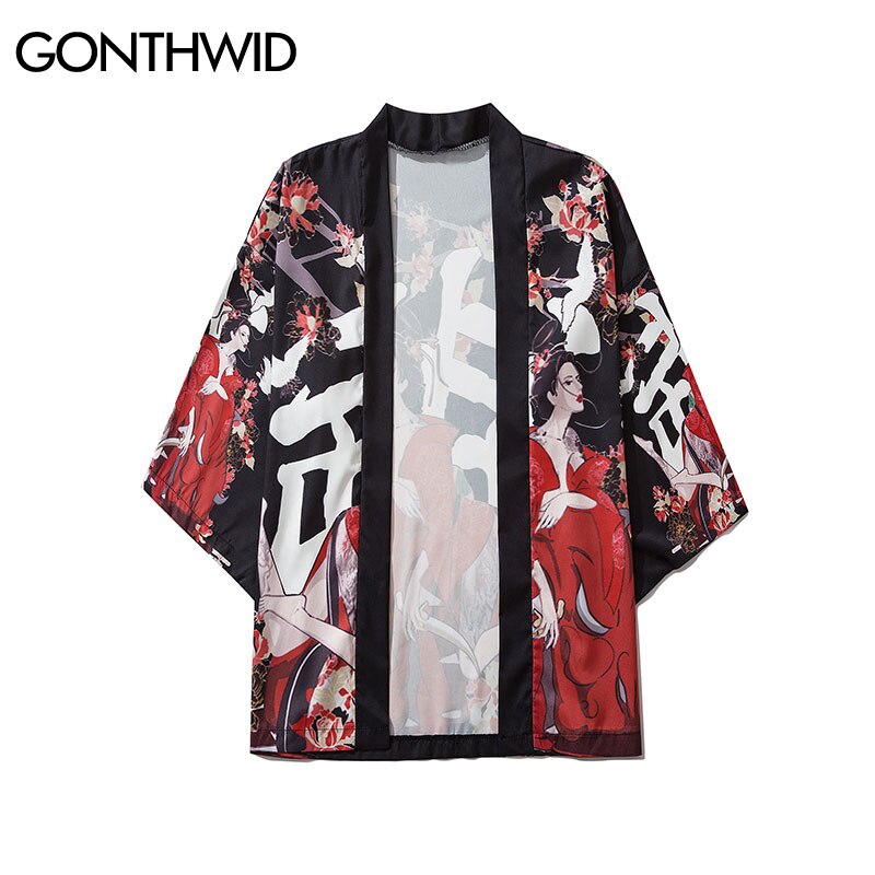 Gonthwid japanse samurai meisje bloemenprint kimon... – Vicedeal
