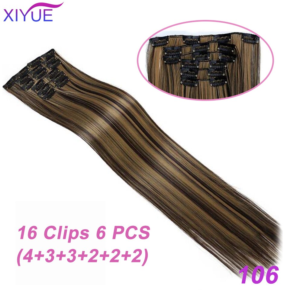 XIYUE 24 inch Silky Straight Synthetic 16 Clips in... – Grandado