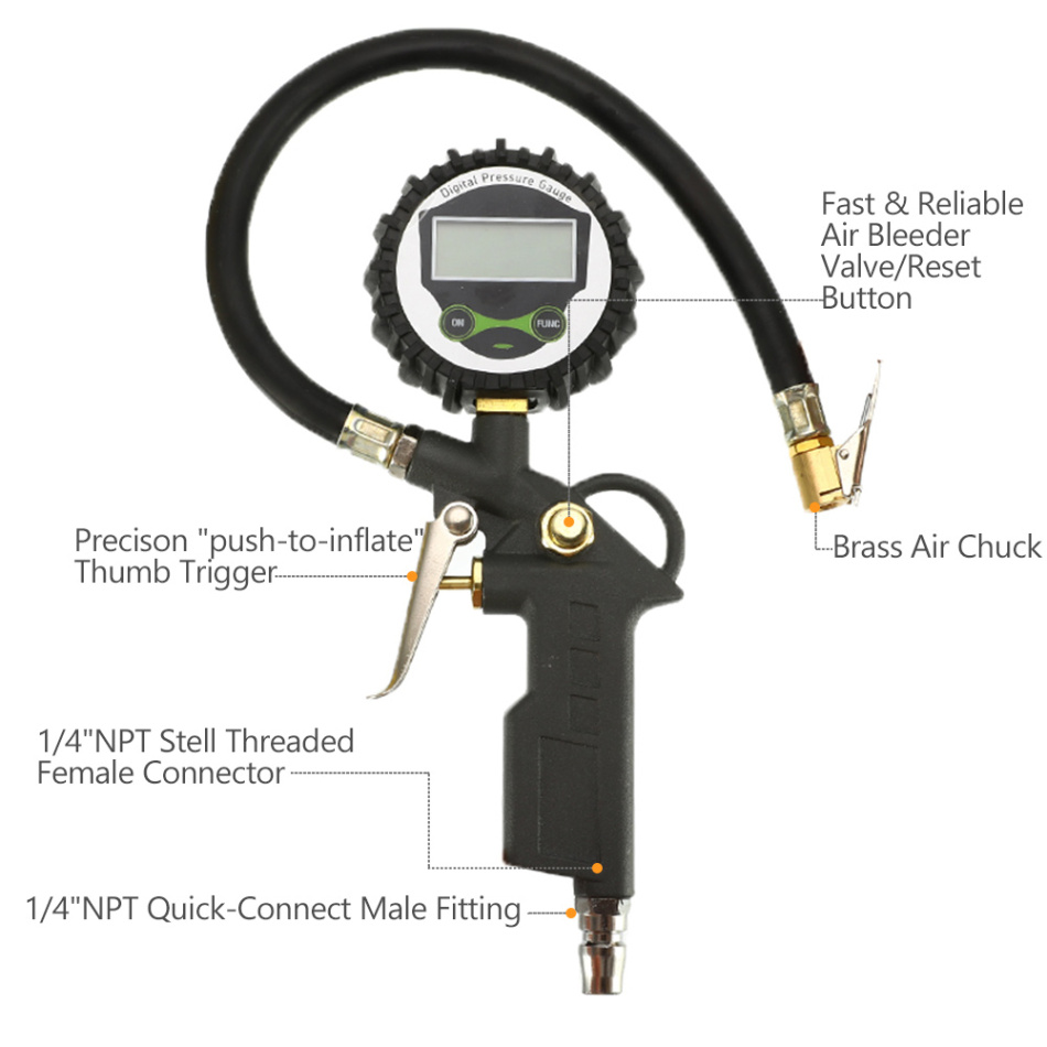 250PSI Air Chuck Digitale Air Tire Inflator Met Ma... – Grandado