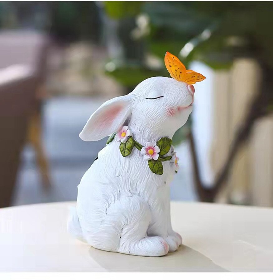 Solar Tuin Standbeeld Met Led Licht Konijn Pop Voo... – Vicedeal