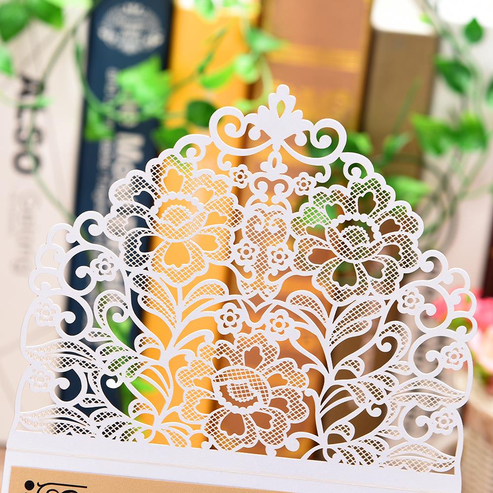 10pcs Floral Pattern Wedding Invitations Cards Pea... – Vicedeal