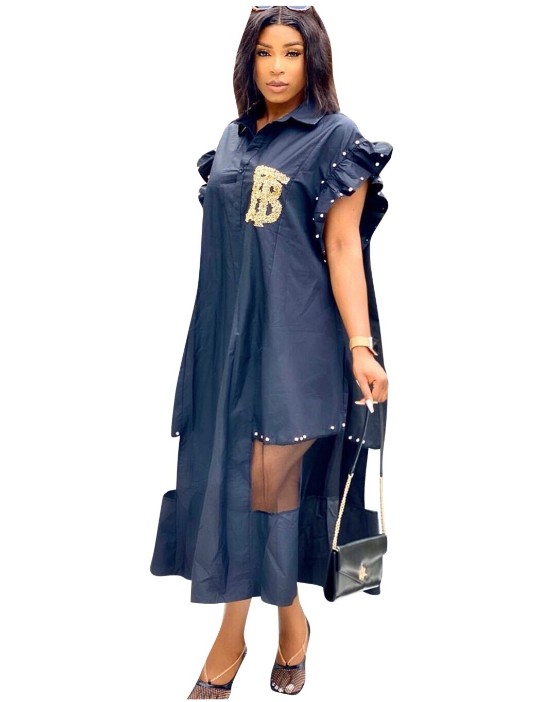 African Print Mesh Midi Dress Casual Cute Women Be... – Grandado