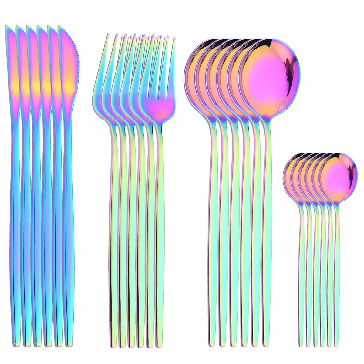 24Pcs Green Gold Dinnerware Set Stainless Steel Cu... – Grandado