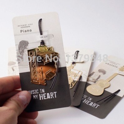 4 Style Cute Kawaii Golden Metal Music Bookmarks P... – Grandado