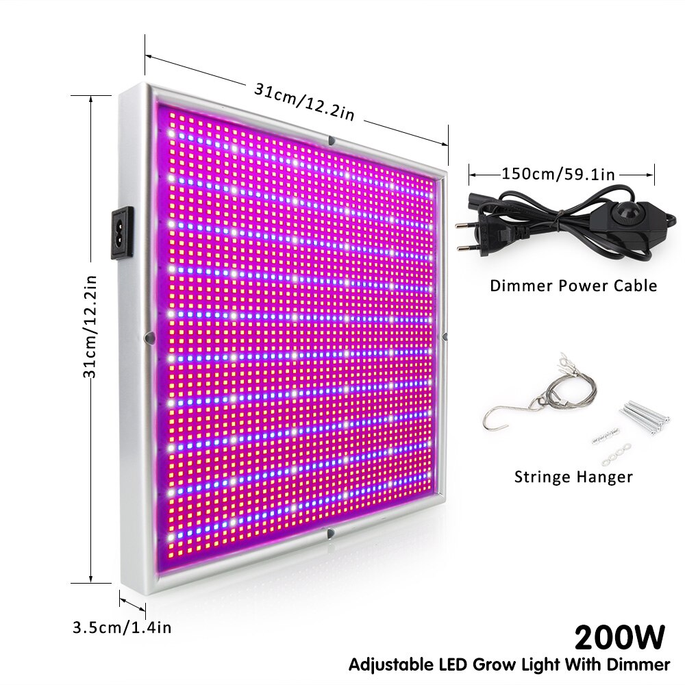 200W LED Grow Light Dimmable Full Spectrum 2000LED... – Grandado