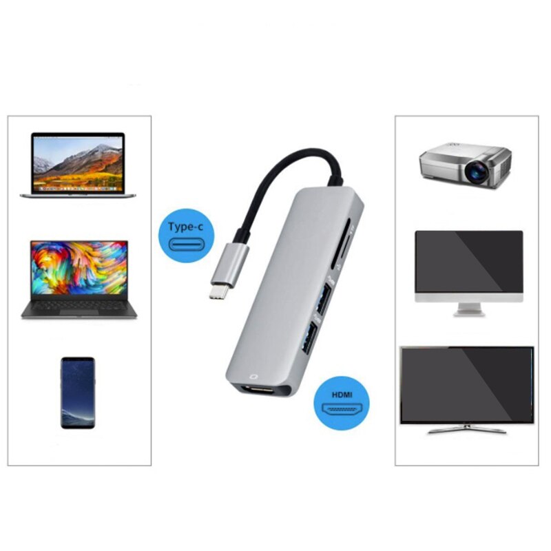 5 in 1 Type-C Docking Station Multi Function Carbo... – Grandado