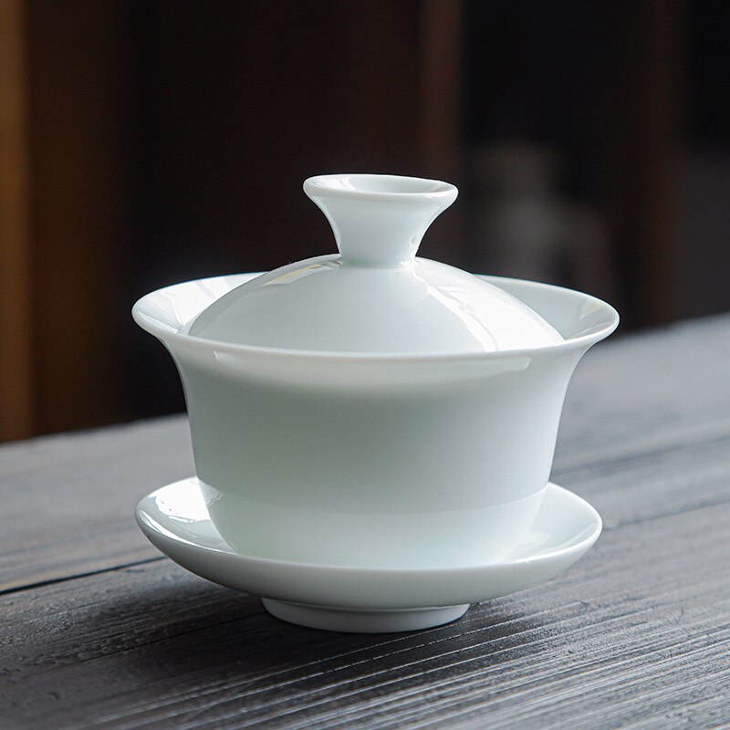 White Porcelain Gaiwan Large Ceramic Bowl Single T... – Grandado
