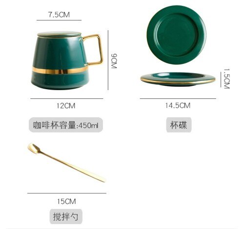 Nordic Coffee Cup Set Vintage Porcelain Cup Gold H... – Vicedeal