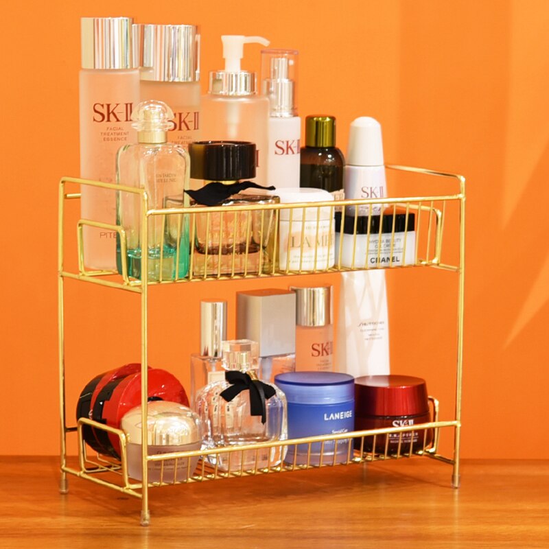 2 Layers Metal Cosmetics Storage Rack Bathroom Mak... – Vicedeal
