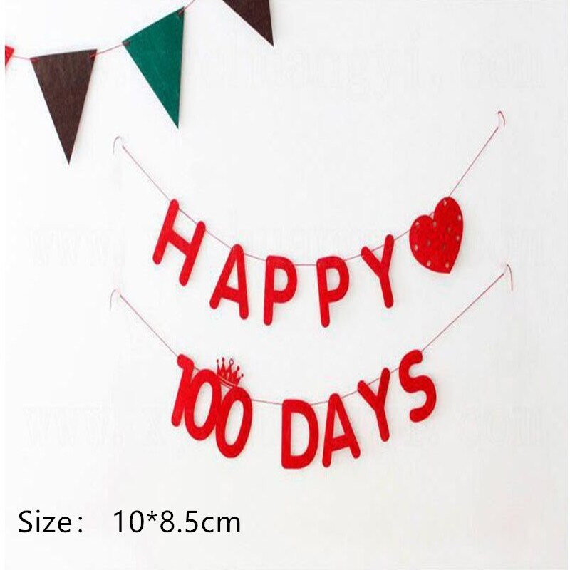 Felt Banners Happy 100 Days Flags Happy Birthday W... – Vicedeal
