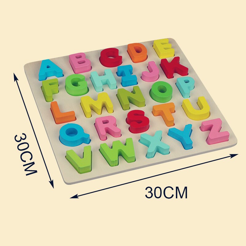30*30CM Kids Wooden Toys Large Puzzle Board Alphab... – Grandado