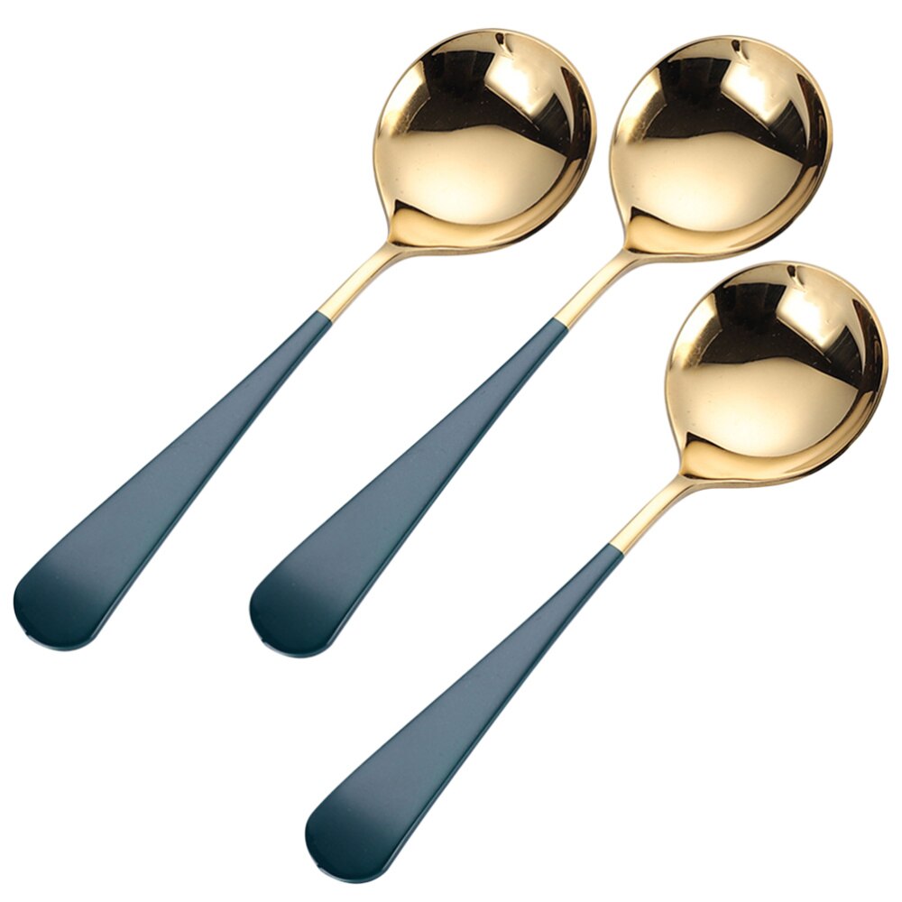 3Pcs Zilver 304 Roestvrij Stalen Lepel Mode Desser... – Grandado