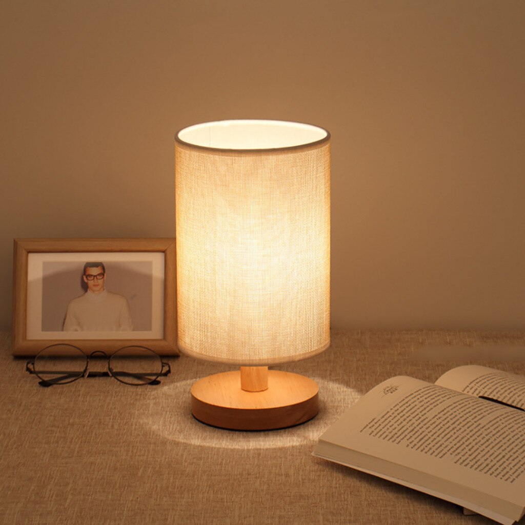 Bedside Lamp Night Light Warm White Bulb Wood Tabl... – Grandado