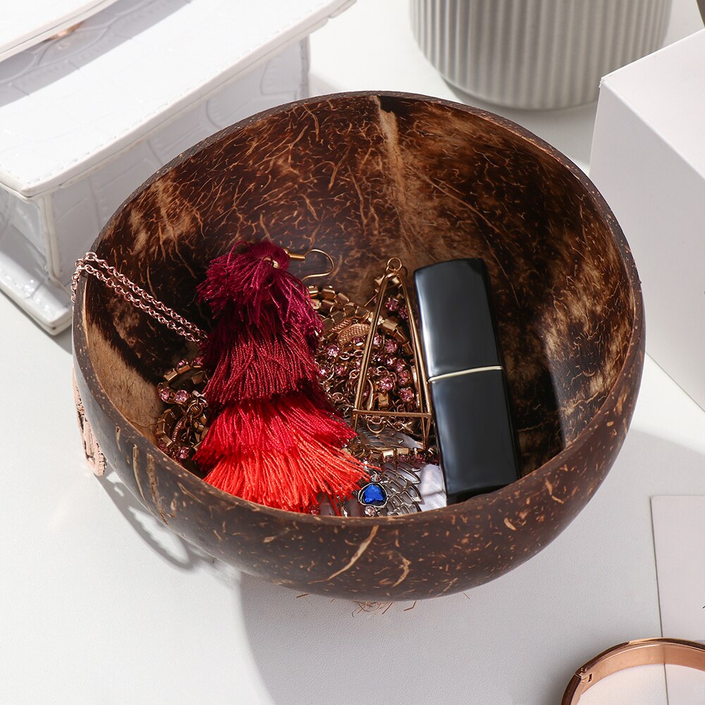 Wooden LeakProof Coconut Bowl Set Big Coconut Bowl... – Vicedeal