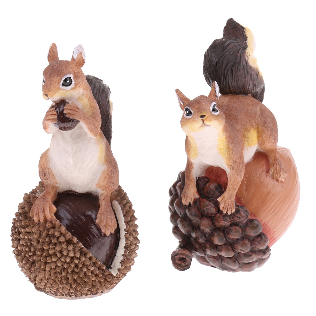 Cute Resin 2 Squirrel Sculpture Lifelike Animal Fi... – Grandado