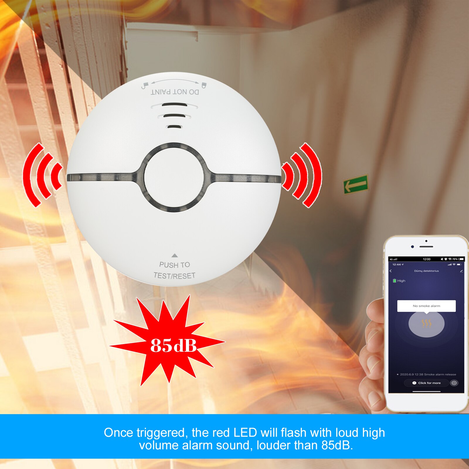 Wifi Smoke Detector Smart Fire Alarm Sensor Wirele... – Grandado
