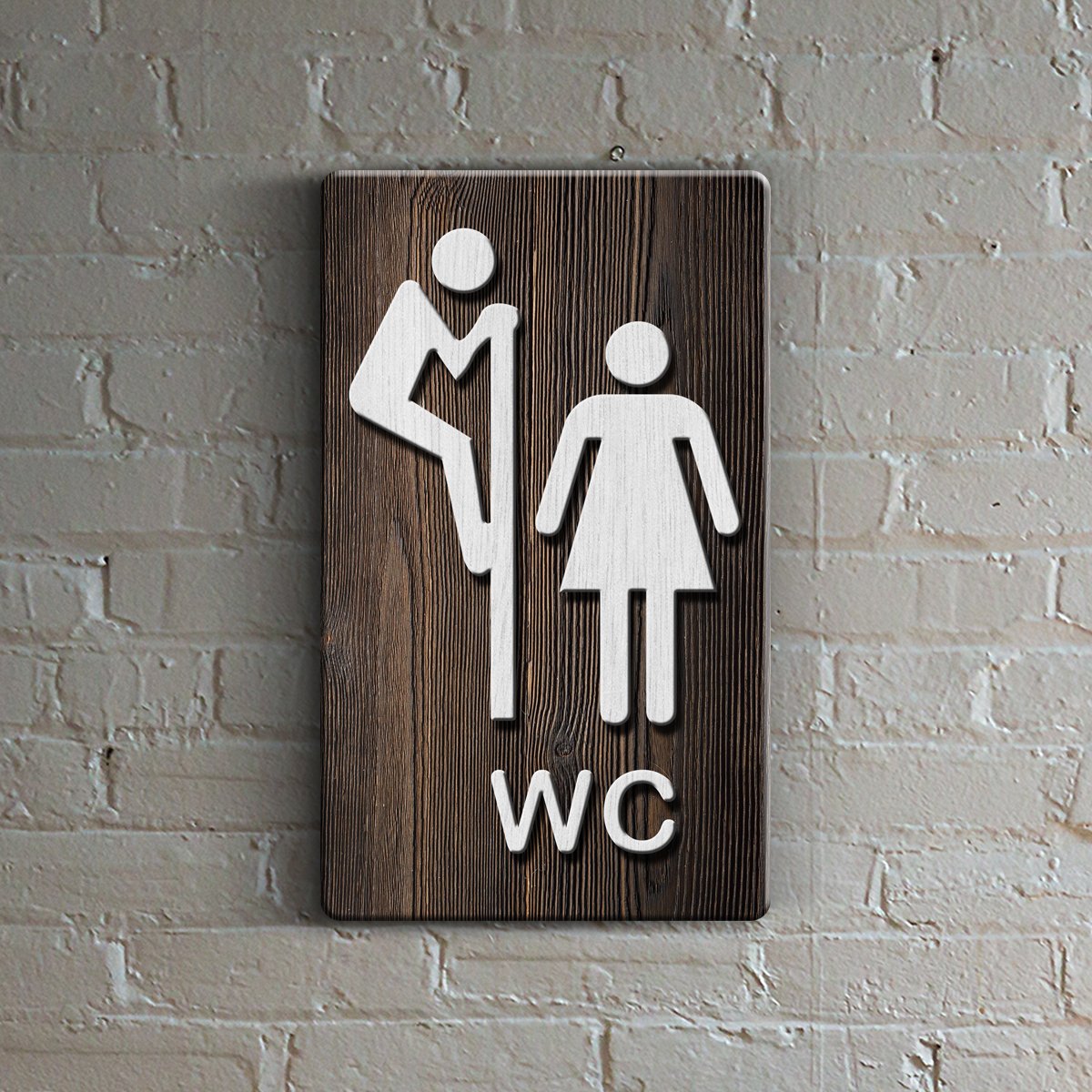 Male & Female RESTROOM Wood Warning sign-3 – Grandado