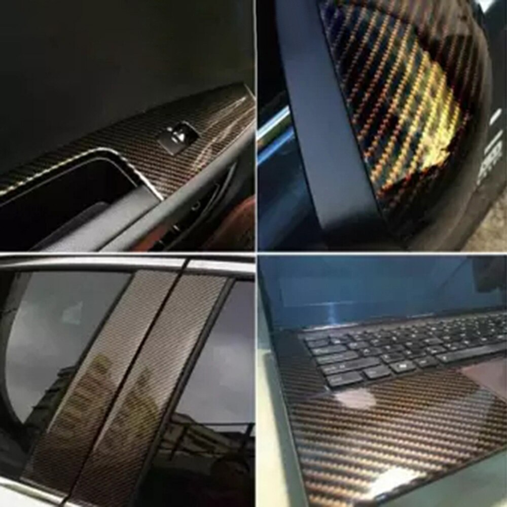 2D Glossy High Gloss Black Gold Vinyl Film Car Roo... – Grandado