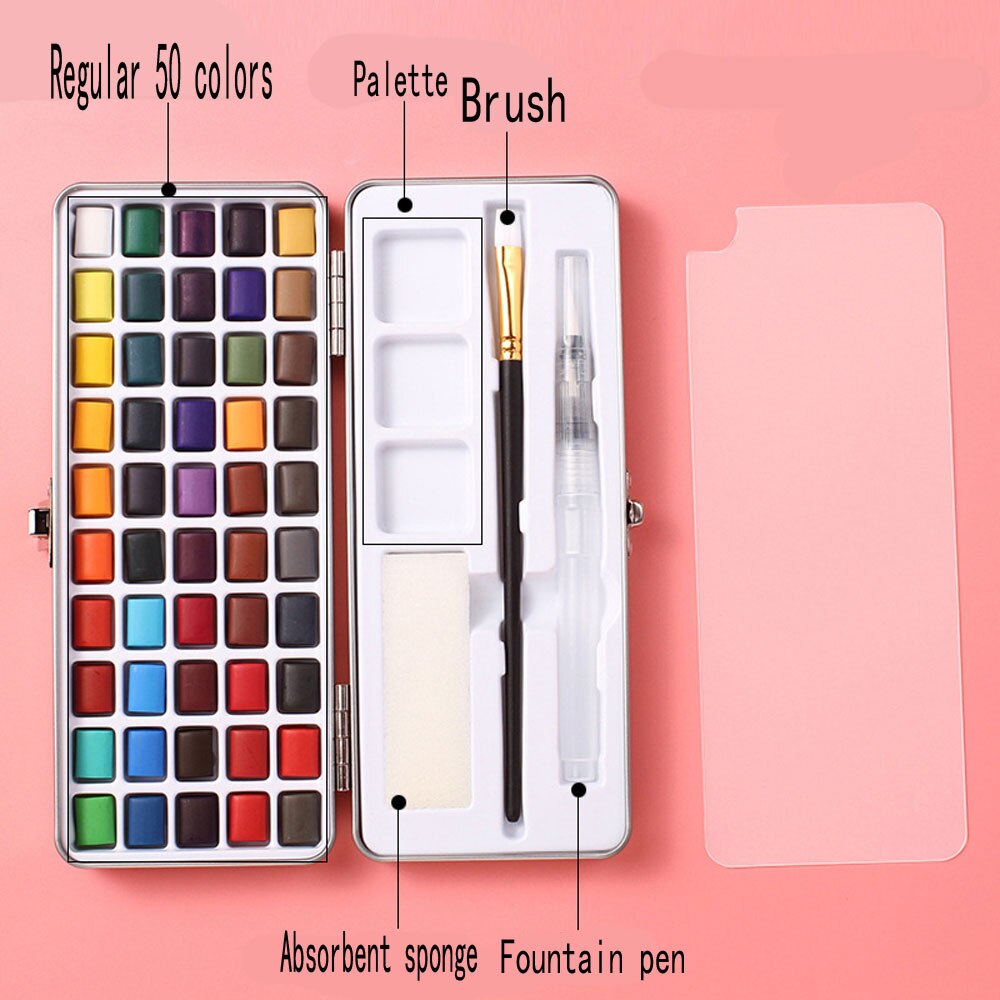 50/72/90 color solid watercolor paint set neon fla... – Grandado