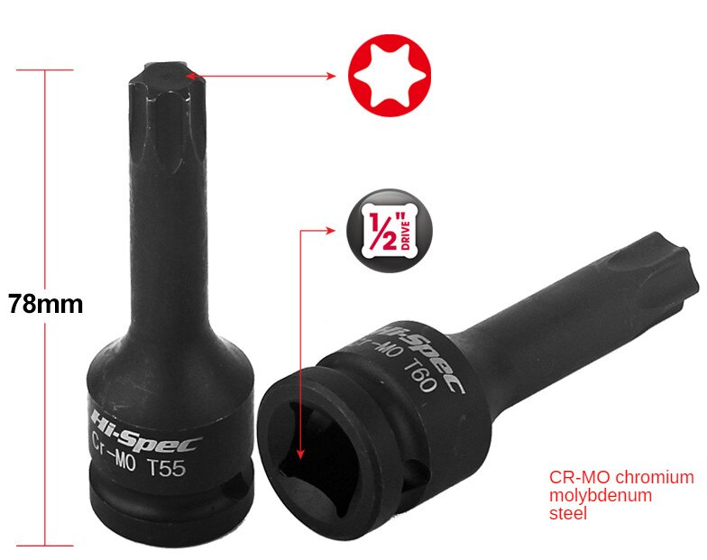 Hi-spec 1/2 Torx Impact Wrench Socket Adapter Deep... – Grandado