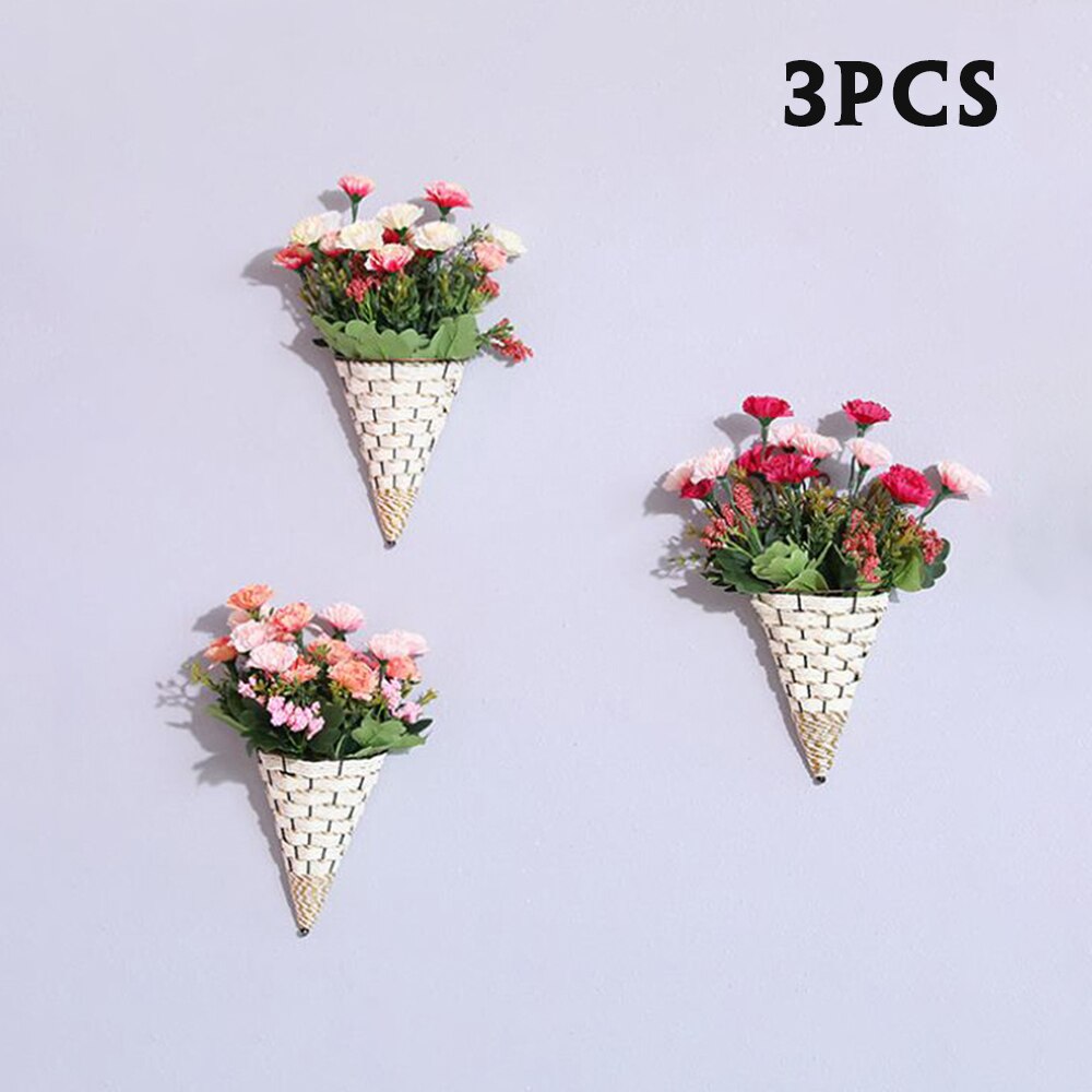 3 stücke Wicker Blume Körbe Wand Hängen Natürliche... – Vicedeal