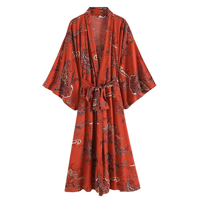 Vintage Floral Print Oversized Loose Boho Kimono B... – Grandado