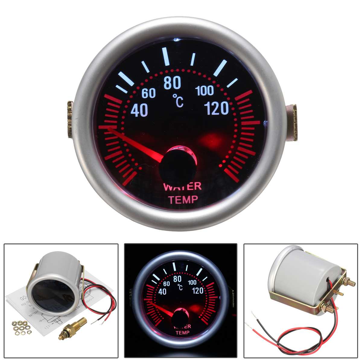 2 ''52mm Auto Wasser Temperatur Manometer Rot LED ... – Vicedeal