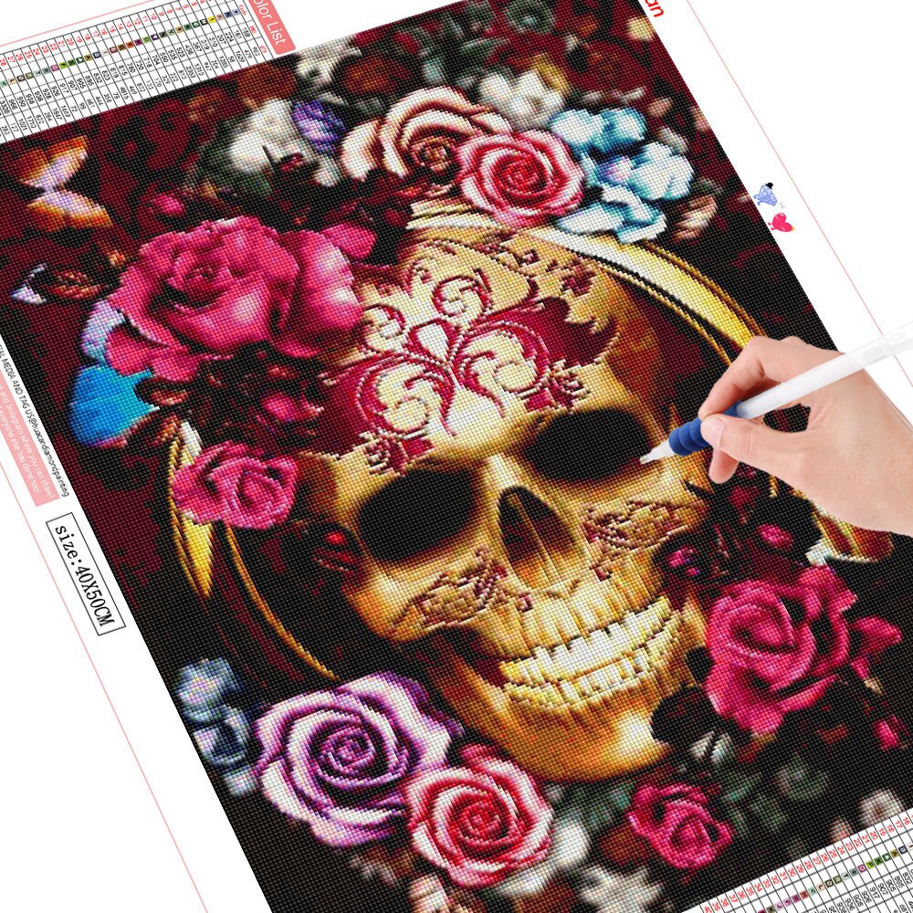HUACAN Diamond Painting Full Square Skull Diamond ... – Vicedeal