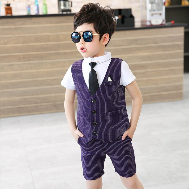 4 Pcs Children's Slim Fit Classic Plaid Suits Set ... – Grandado