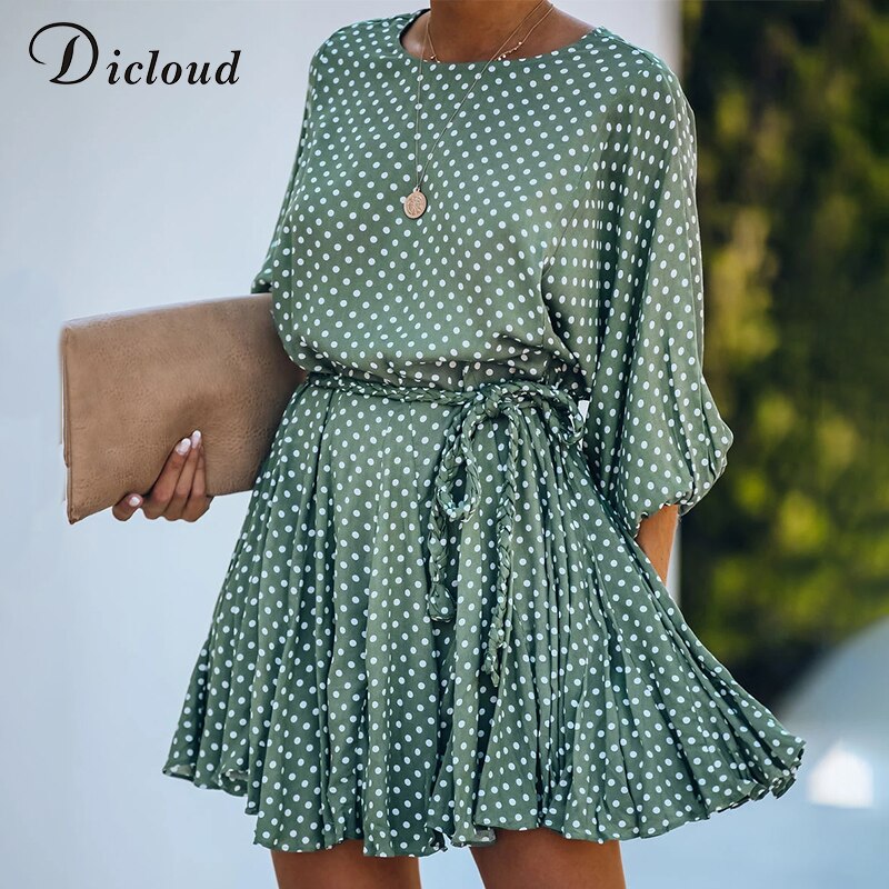 DICLOUD Hand Made Rope Polka Dot Ruffle Mini Dress... – Grandado