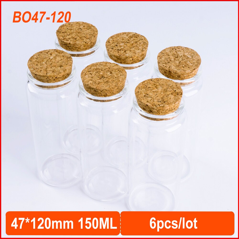 150ml 47*120mm 6pcs Cute Clear Glass Bottles with ... – Vicedeal